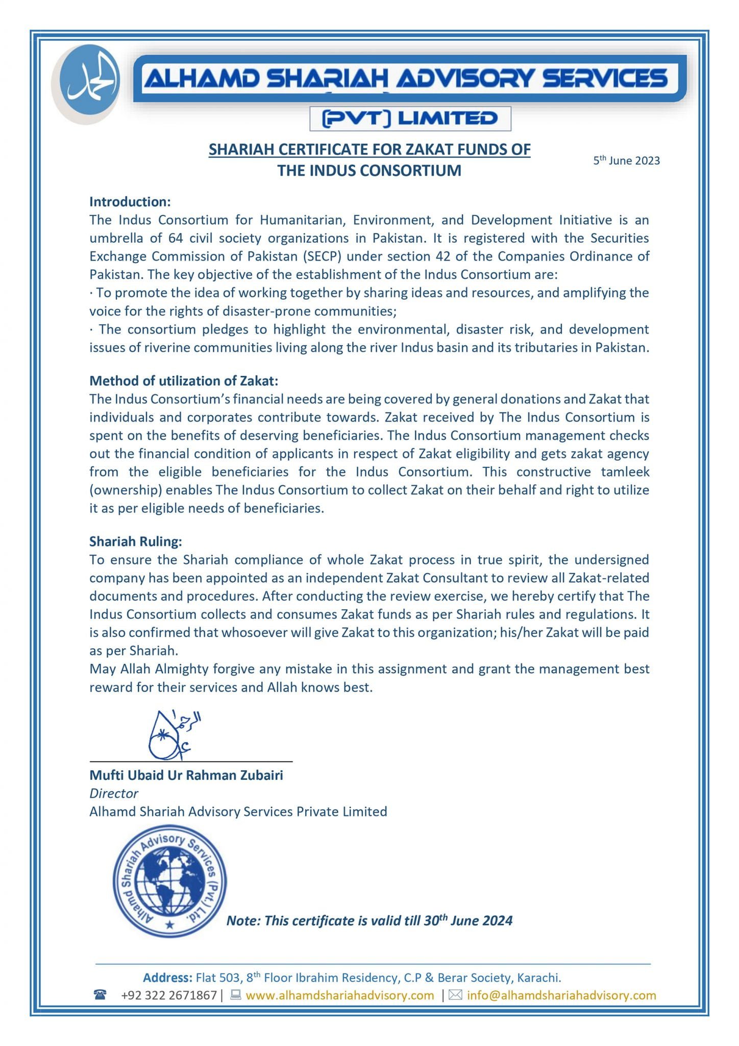 Shariah Certificate – Indusconsortium